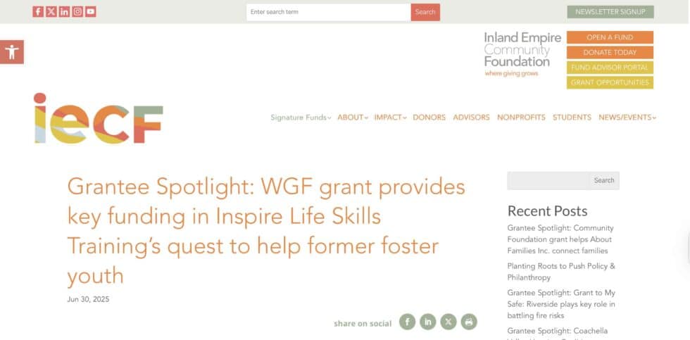 Grantee Spotlight: Inspire Life Skills Training | Inland Empire Vital ...