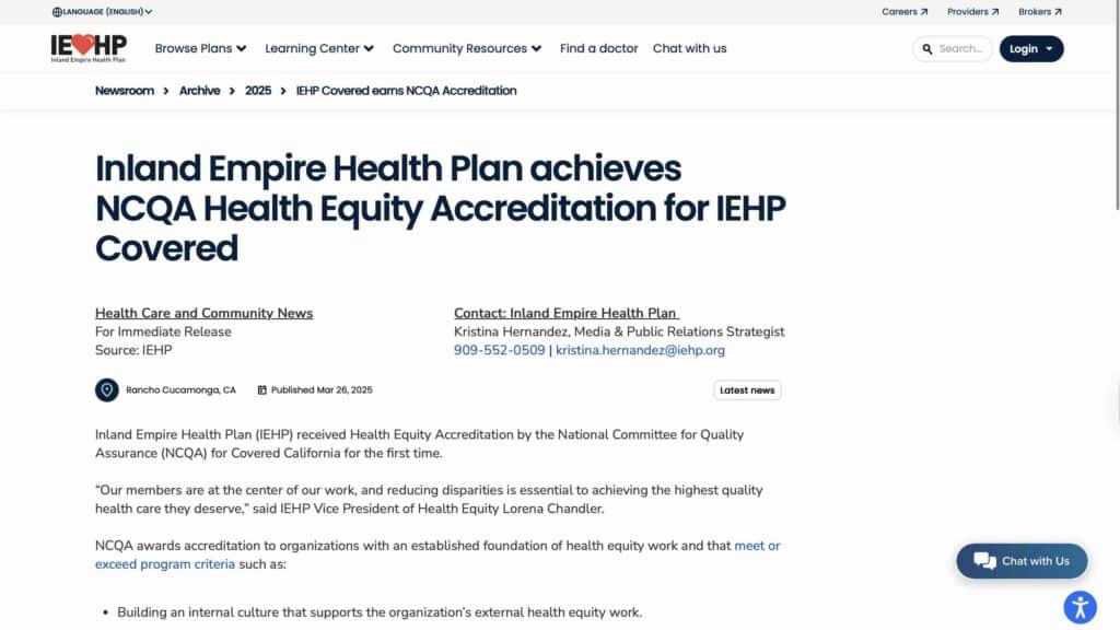 Inland Empire Health Plan Achieves NCQA Health Equity Accreditation for ...