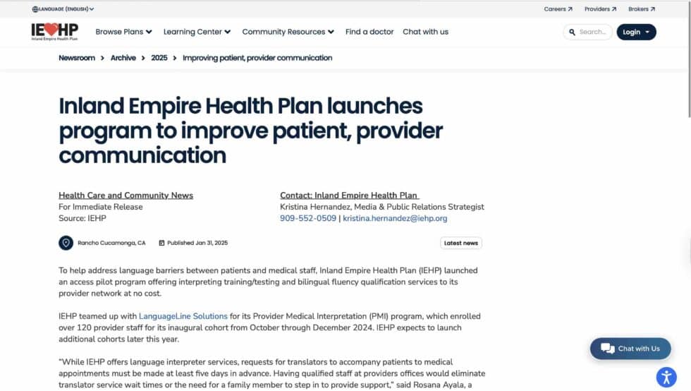 Inland Empire Health Plan Launches Program to Improve Patient, Provider ...